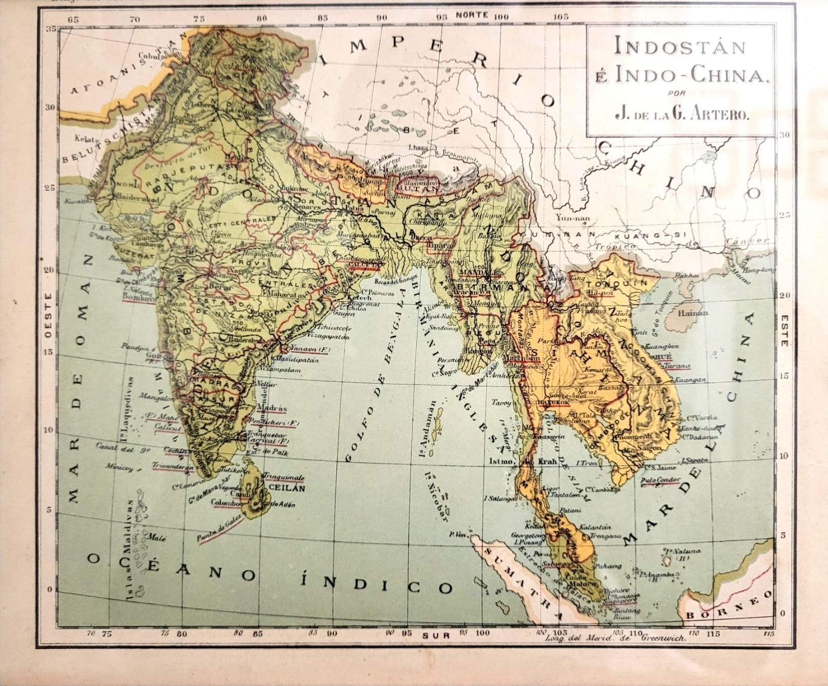 Solve Old Map Indo-China & Indostan jigsaw puzzle online with 143 pieces