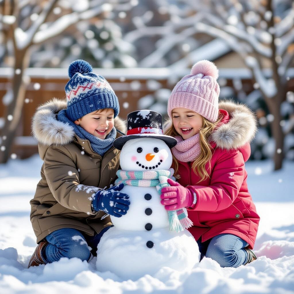 Solve Building a Snowman jigsaw puzzle online with 49 pieces