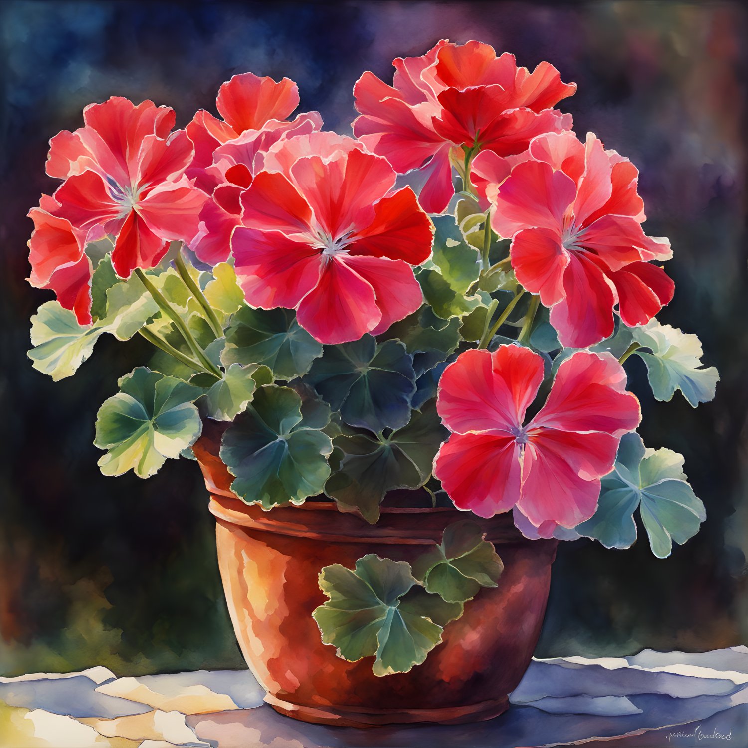 Solve Potted Geraniums jigsaw puzzle online with 81 pieces