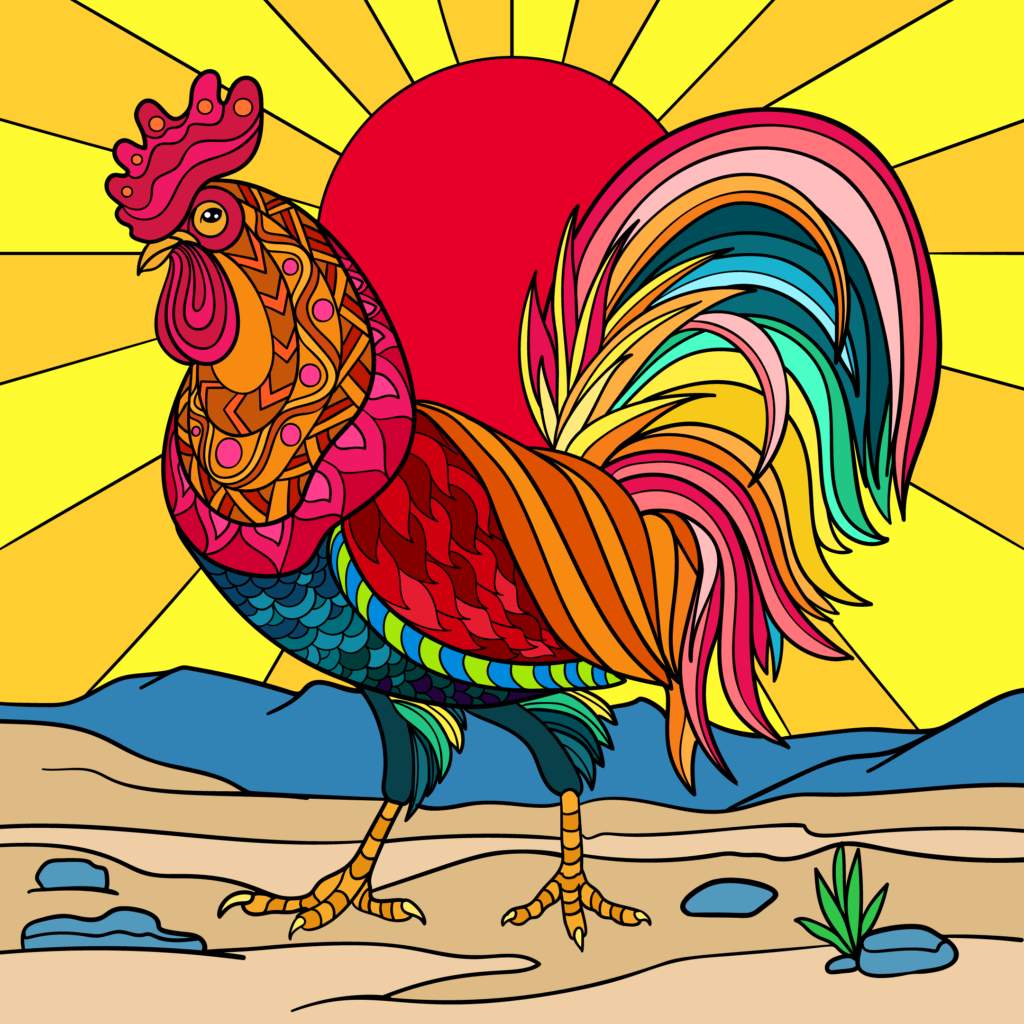 Solve rooster jigsaw puzzle online with 121 pieces