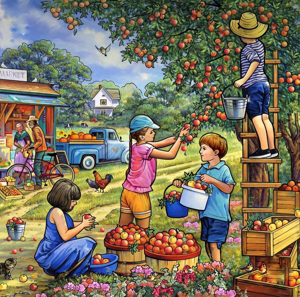 Solve Apple harvest time jigsaw puzzle online with 196 pieces