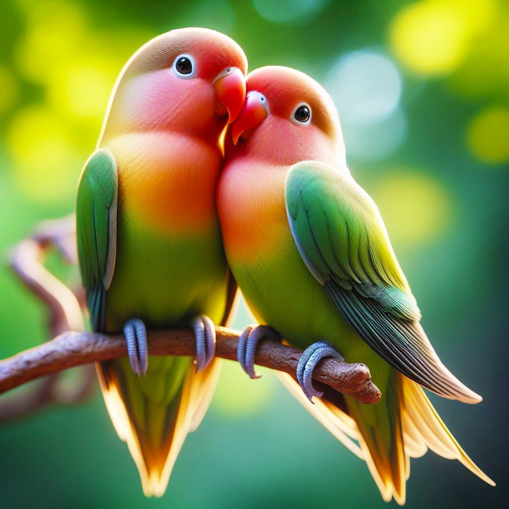 Solve Lovebird bird couple jigsaw puzzle online with 49 pieces