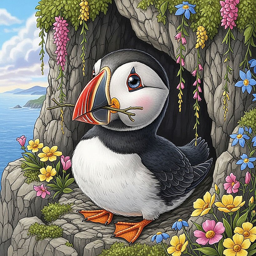 Solve Polly Puffin. First Twig For Her Nest. jigsaw puzzle online with ...