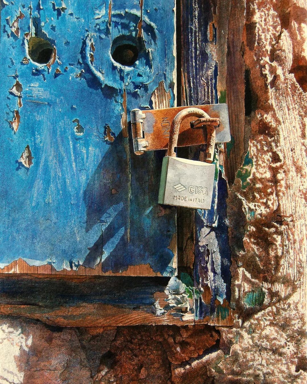 Solve Watercolor lock painting. jigsaw puzzle online with 300 pieces