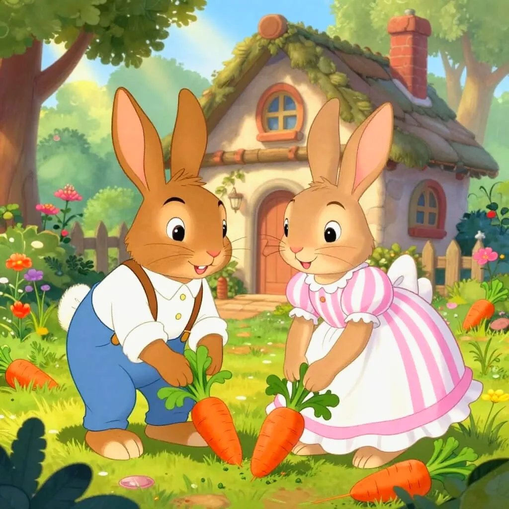 Solve Mr. and Mrs. Rabbit picking carrots jigsaw puzzle online with 100 ...