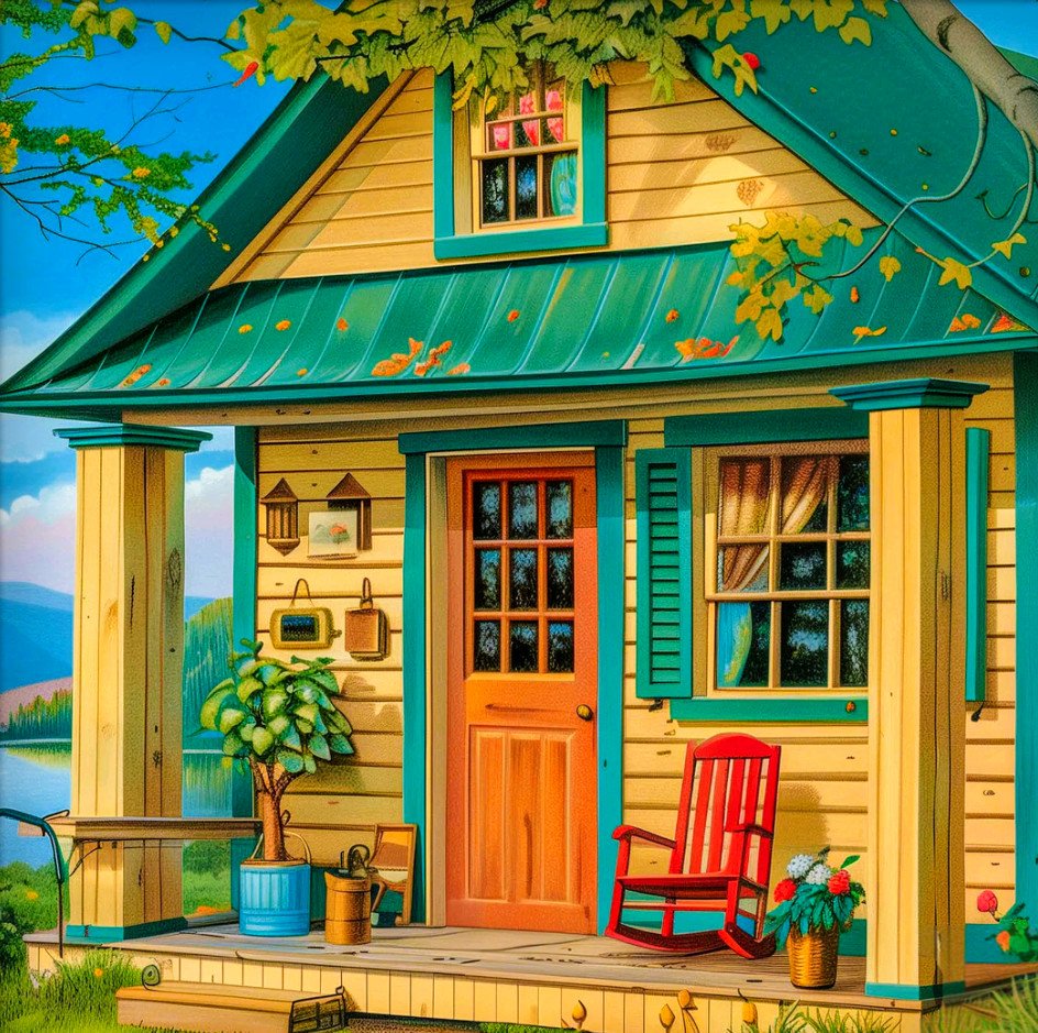 Solve Lakeside Cabin jigsaw puzzle online with 121 pieces