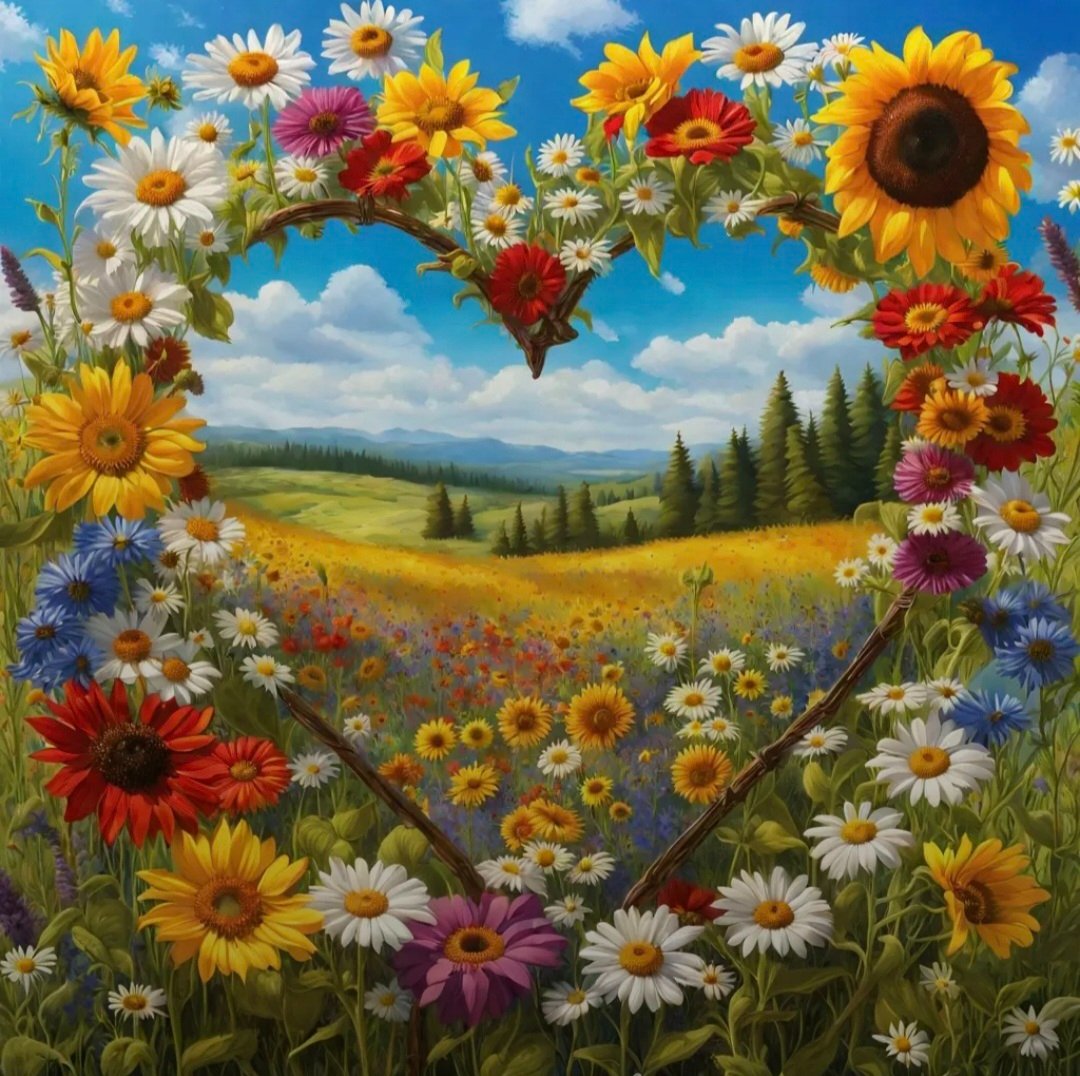 Solve Daisy Chain Heart jigsaw puzzle online with 64 pieces