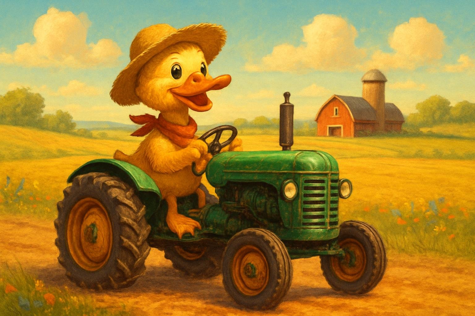 Solve Duck on a tractor jigsaw puzzle online with 260 pieces