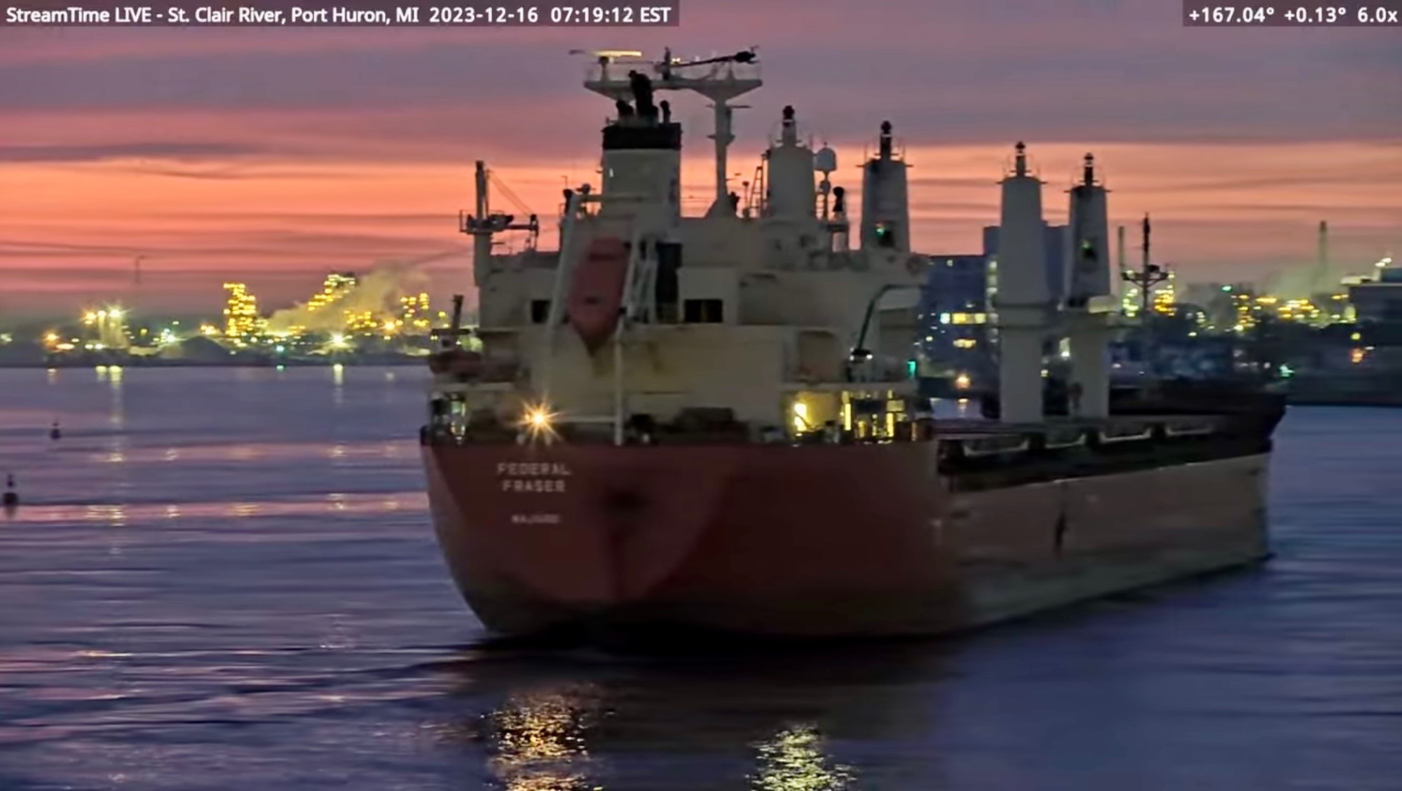 Solve Federal Fraser at sunrise in Port Huron 12-16-23 jigsaw puzzle ...