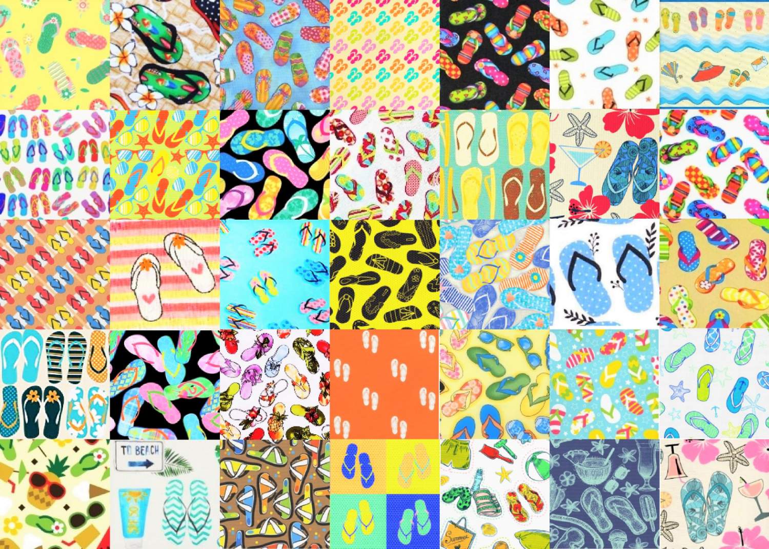 Solve PATCHWORK FLIP FLOPS jigsaw puzzle online with 70 pieces