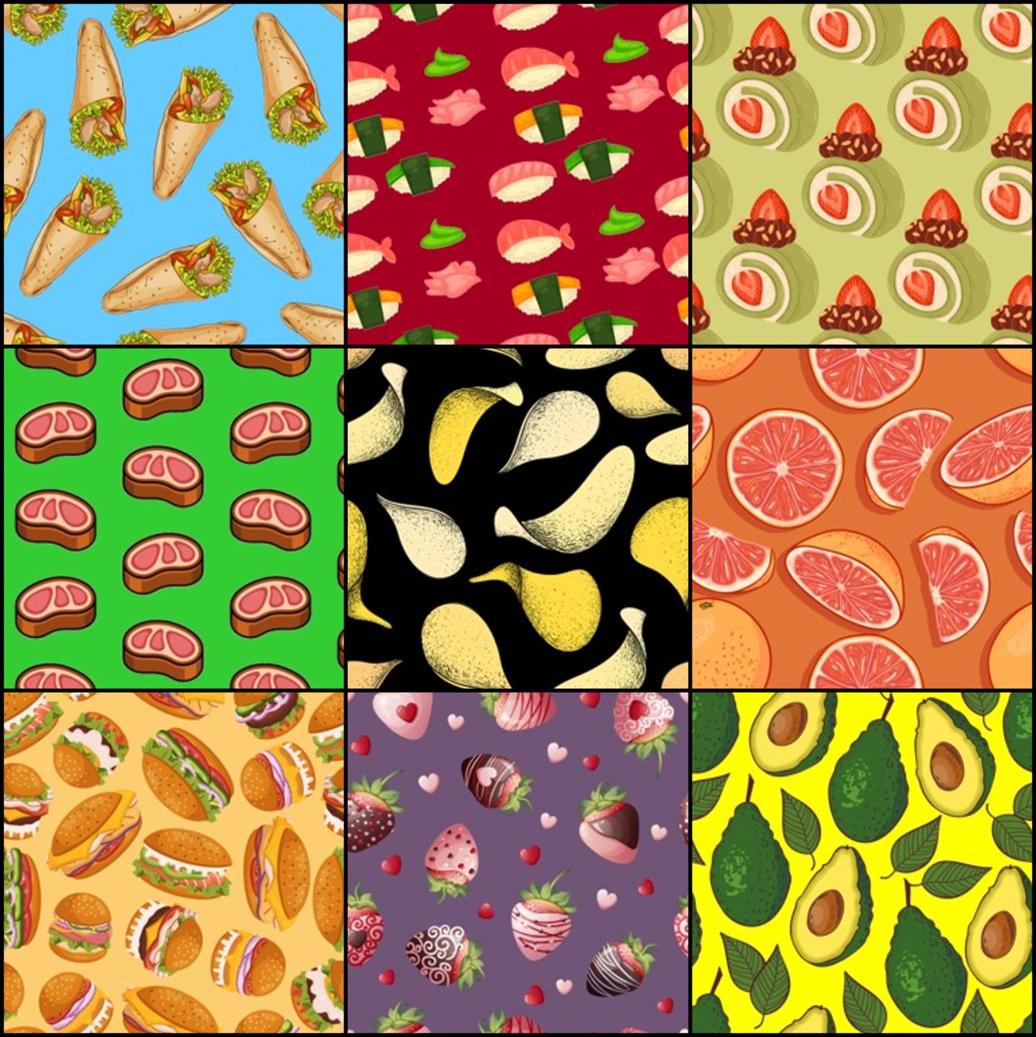 Solve Food patterns 60 jigsaw puzzle online with 144 pieces