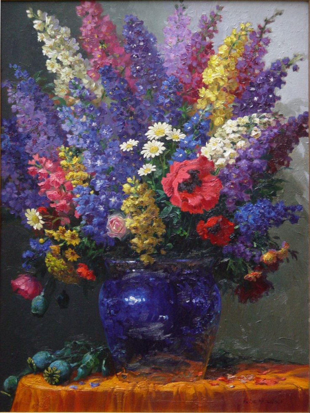 Solve A Ceramic Vase of Purple Flowers ~ Vizovtsev (Soviet Painter ...
