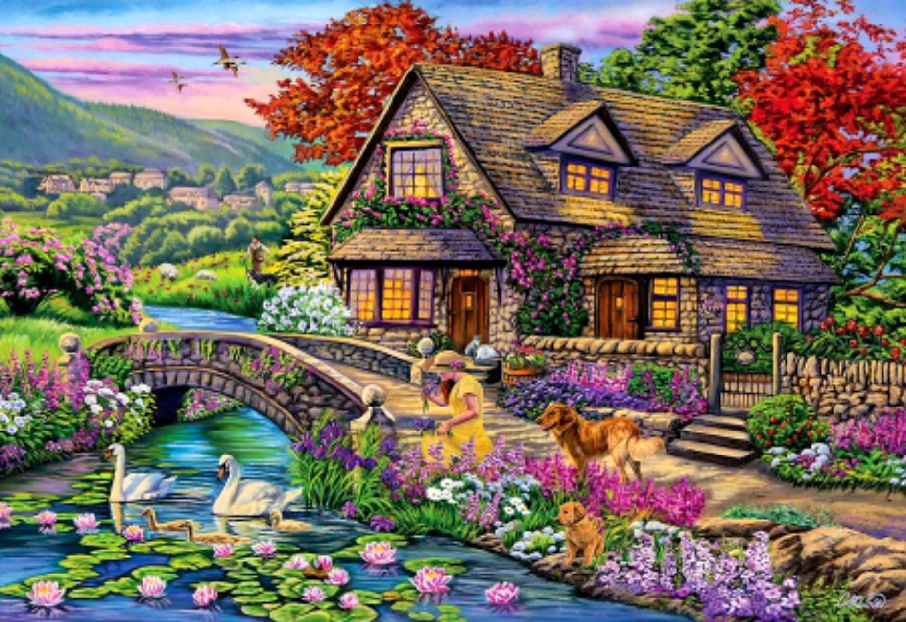 Solve Swan Cottage jigsaw puzzle online with 425 pieces
