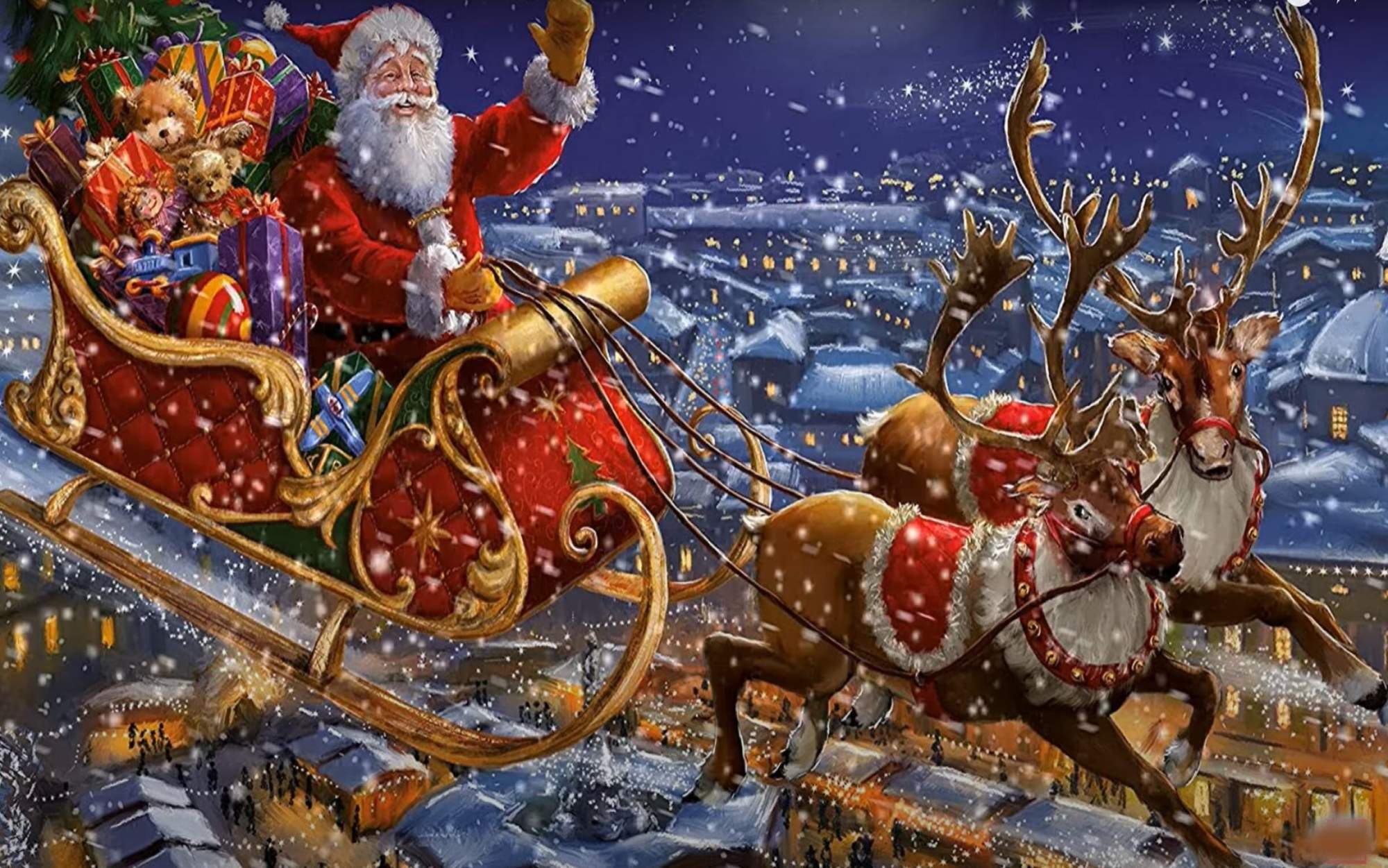 Solve santa delivering gifts jigsaw puzzle online with 360 pieces