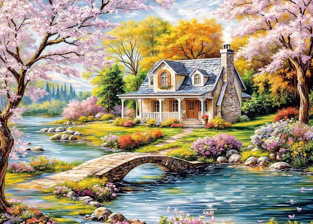 Solve Beautiful house scenery... jigsaw puzzle online with 150 pieces