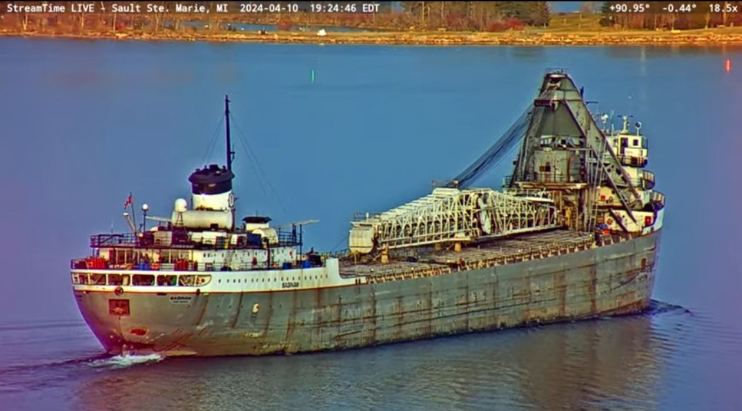 Solve Saginaw Freighter Leaving the Soo Locks jigsaw puzzle online with ...