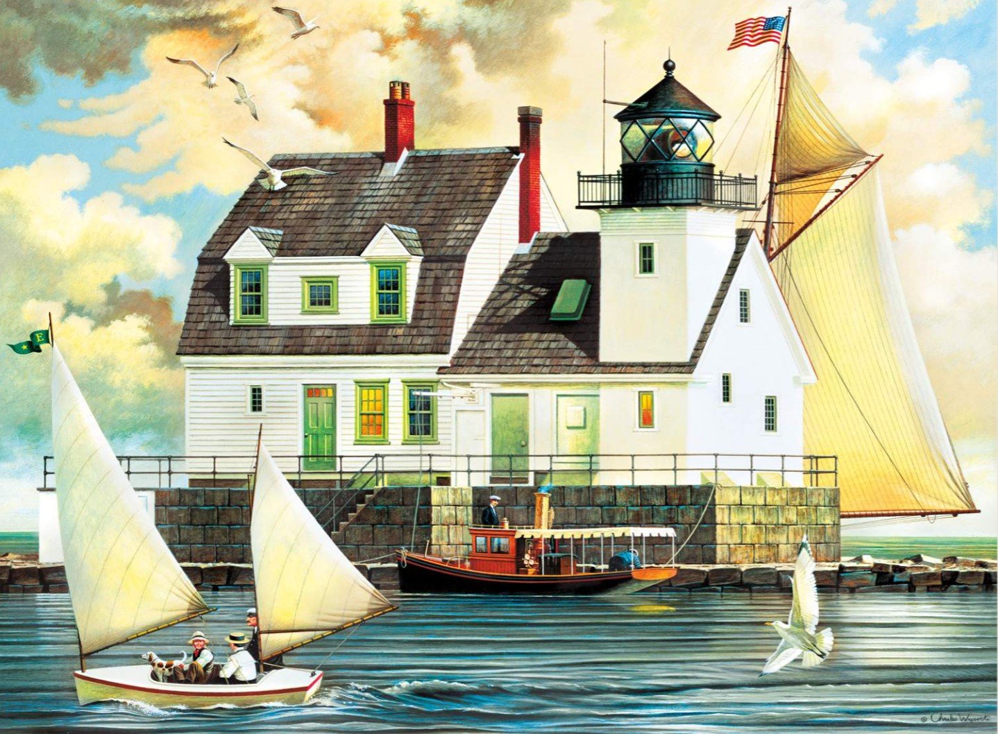 Solve Rockland Breakwater Light by Charles Wysocki (better copy) jigsaw ...