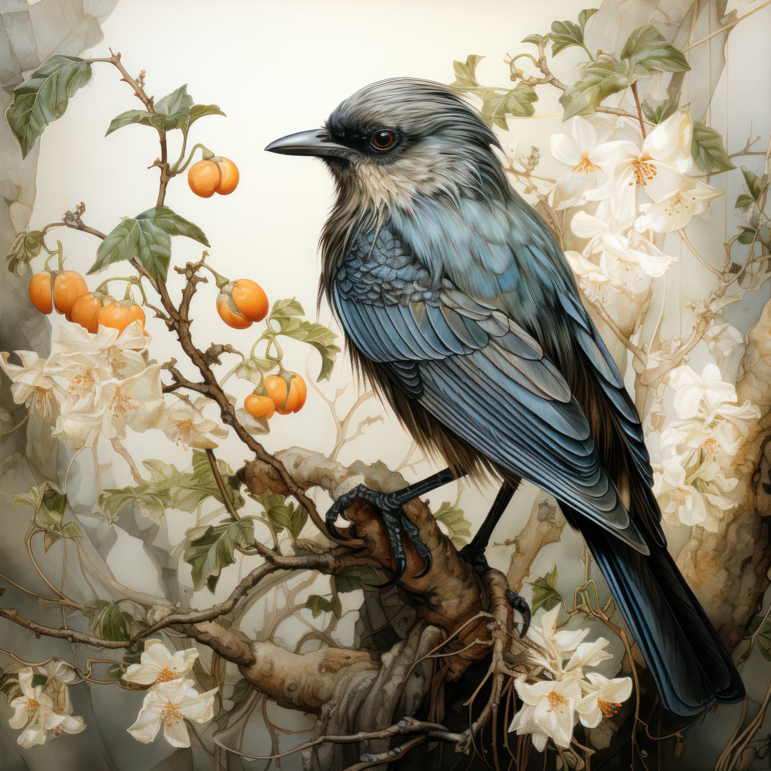 Solve Bird with Flowers 02 jigsaw puzzle online with 289 pieces