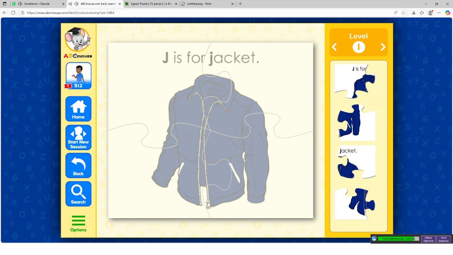 Solve J is for jacket jigsaw puzzle online with 15 pieces