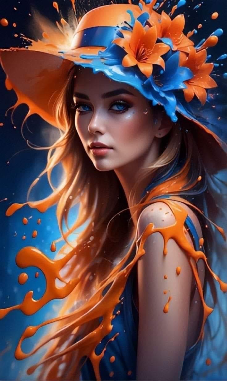 Solve Splash of orange and blue jigsaw puzzle online with 170 pieces