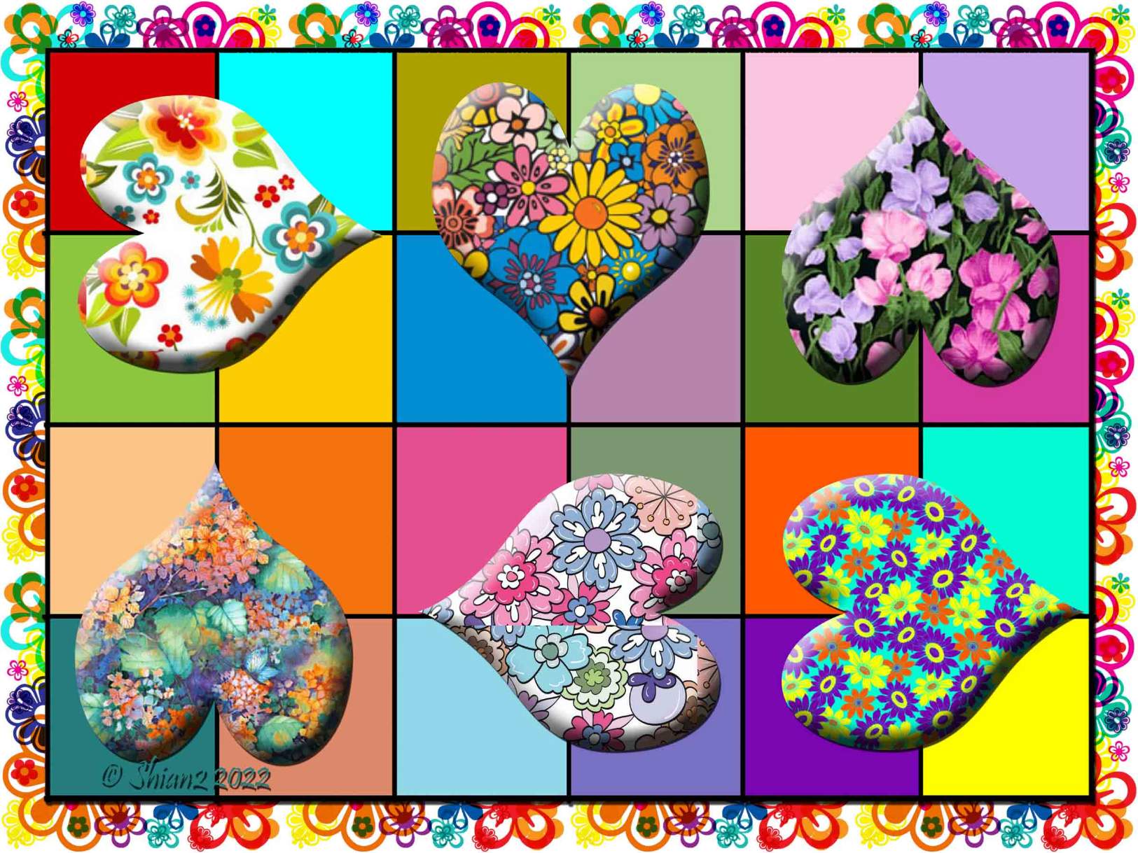 Solve Floral Hearts jigsaw puzzle online with 130 pieces