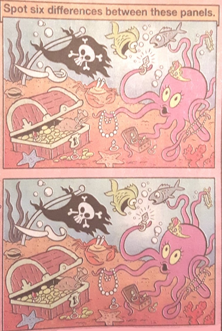 Solve Spot the 6 Differences jigsaw puzzle online with 15 pieces