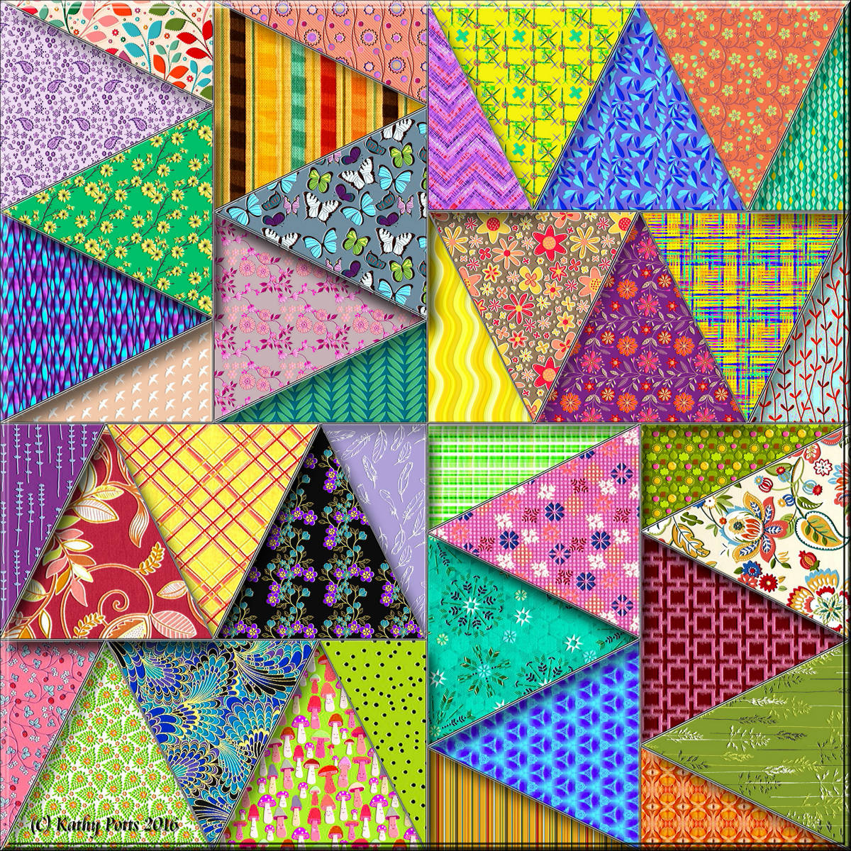 Solve 3D Vibrant Triangles jigsaw puzzle online with 256 pieces