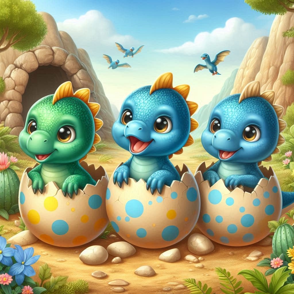 Solve Baby Dinosaurs jigsaw puzzle online with 49 pieces