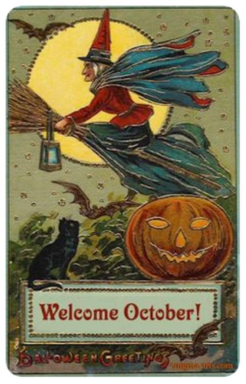 Solve Antique Halloween Postcard "Welcome October"! jigsaw puzzle ...