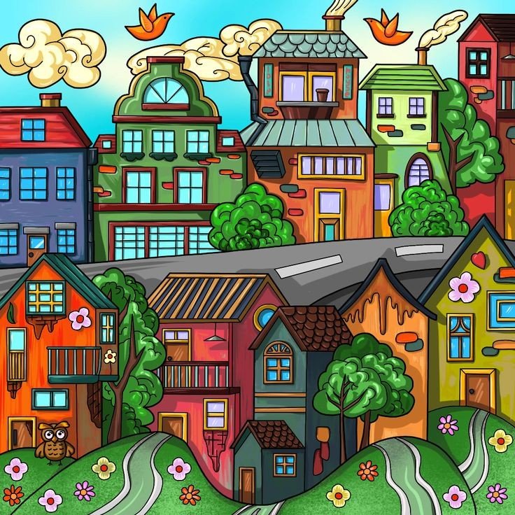 Jigsaw Puzzle | 64 pieces | Rainbow City | Jigidi