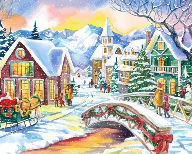 Solve Winter Scene jigsaw puzzle online with 99 pieces