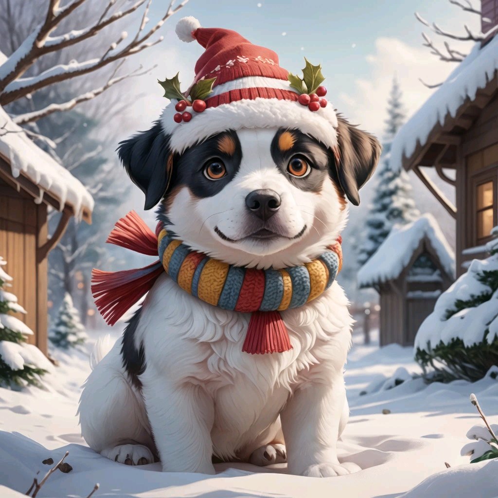 Solve Winter Pup jigsaw puzzle online with 256 pieces