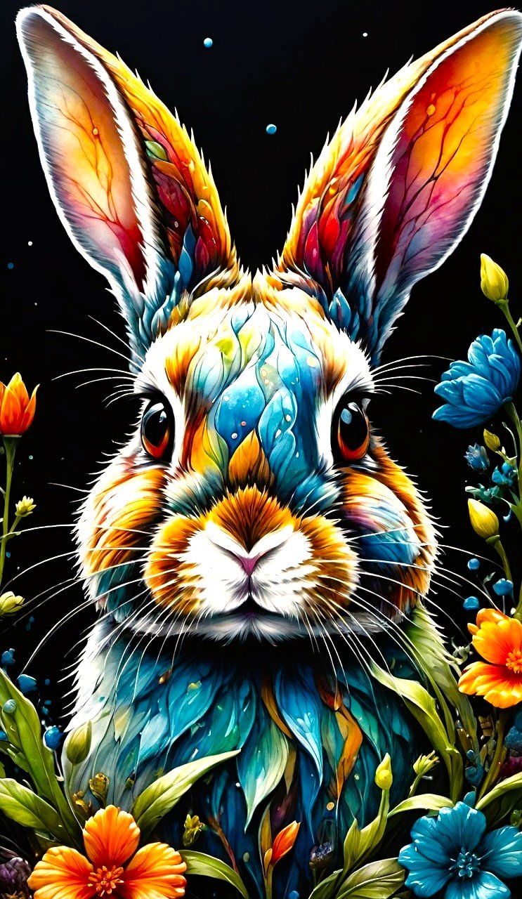 Solve Technicolored Rabbit... jigsaw puzzle online with 28 pieces