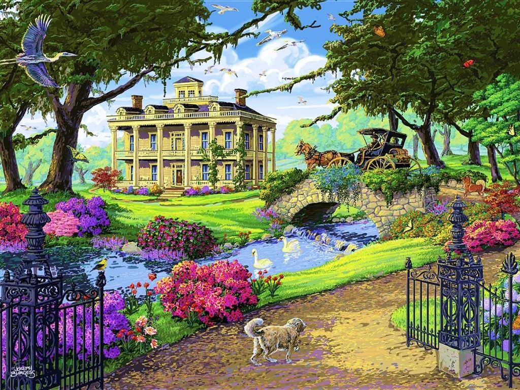 Solve Visiting The Mansion jigsaw puzzle online with 88 pieces