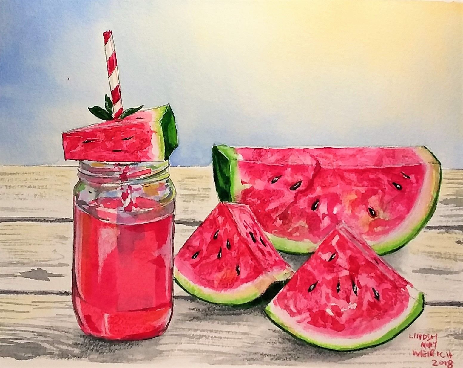 Solve Watermelon Slice jigsaw puzzle online with 300 pieces