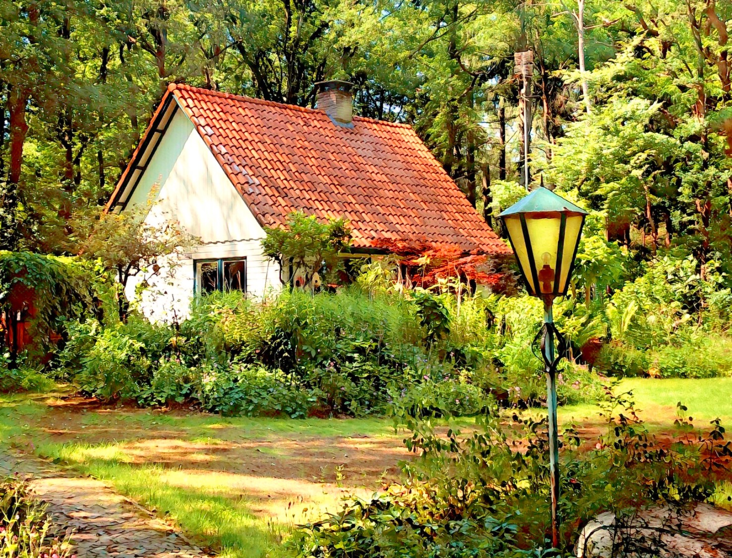 Solve Huisje in het bos jigsaw puzzle online with 80 pieces