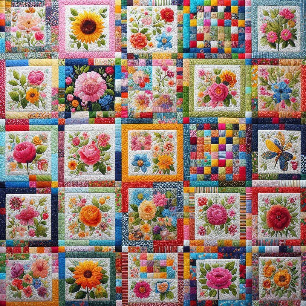 Solve Cottage Garden Patchwork Quilt jigsaw puzzle online with 100 pieces
