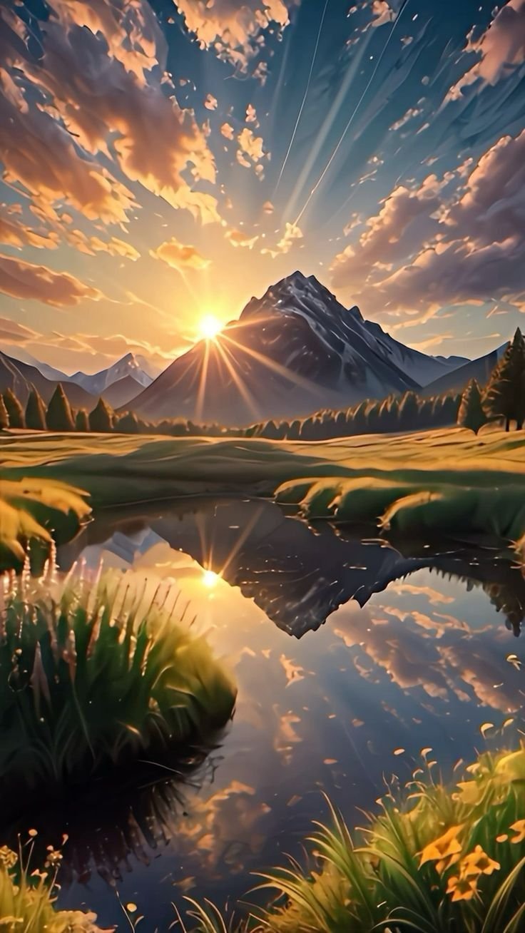 Solve Setting sun behind the mountain jigsaw puzzle online with 91 pieces