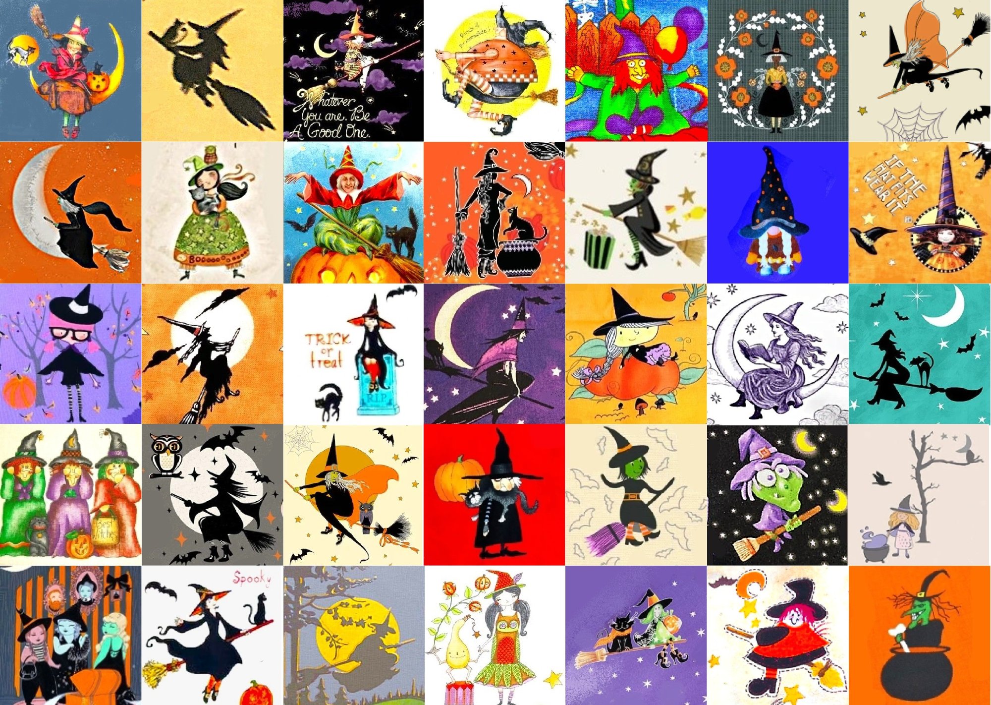 Solve PATCHWORK WITCHES jigsaw puzzle online with 140 pieces