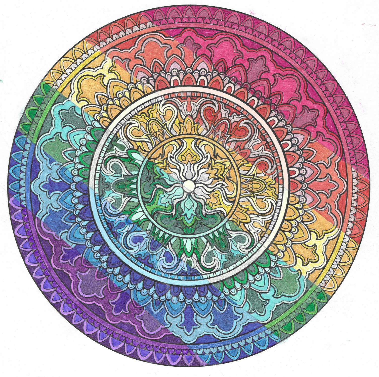 Solve Rainbow mandala jigsaw puzzle online with 441 pieces