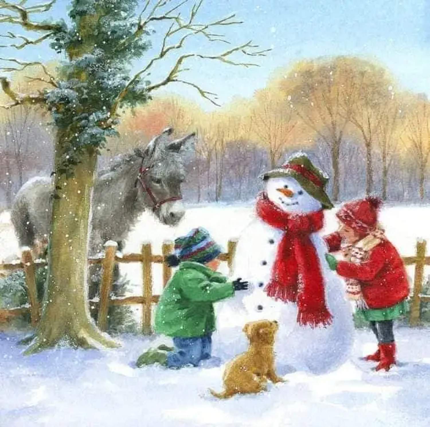 Solve Building A Snowman jigsaw puzzle online with 144 pieces