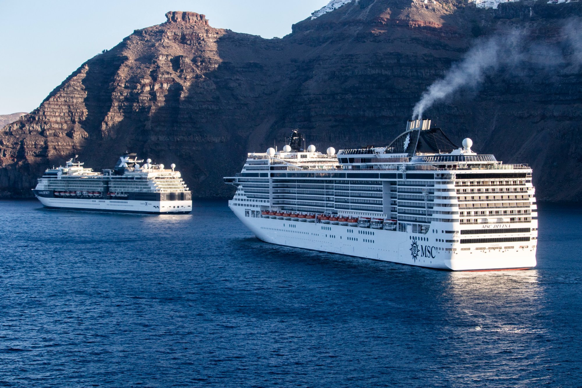 Solve Santorini 14-10-2025 mv Celebrity Infinity 2001 parked & MSC ...
