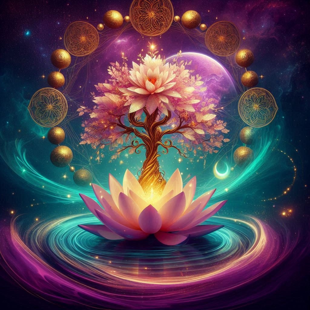 Solve Lotus & Tree jigsaw puzzle online with 256 pieces