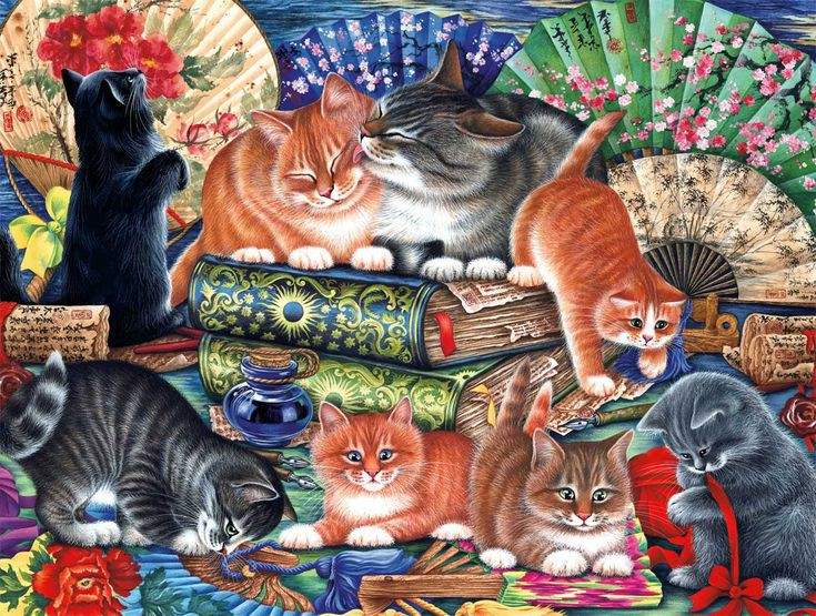 Solve Cats in Japan jigsaw puzzle online with 70 pieces