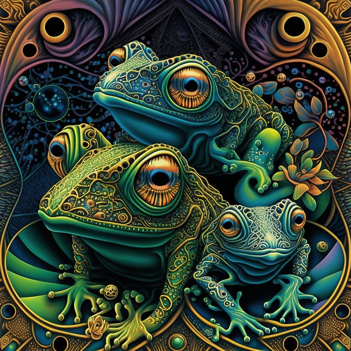 Jigsaw Puzzle | Trio of Frogs | 196 pieces | Jigidi