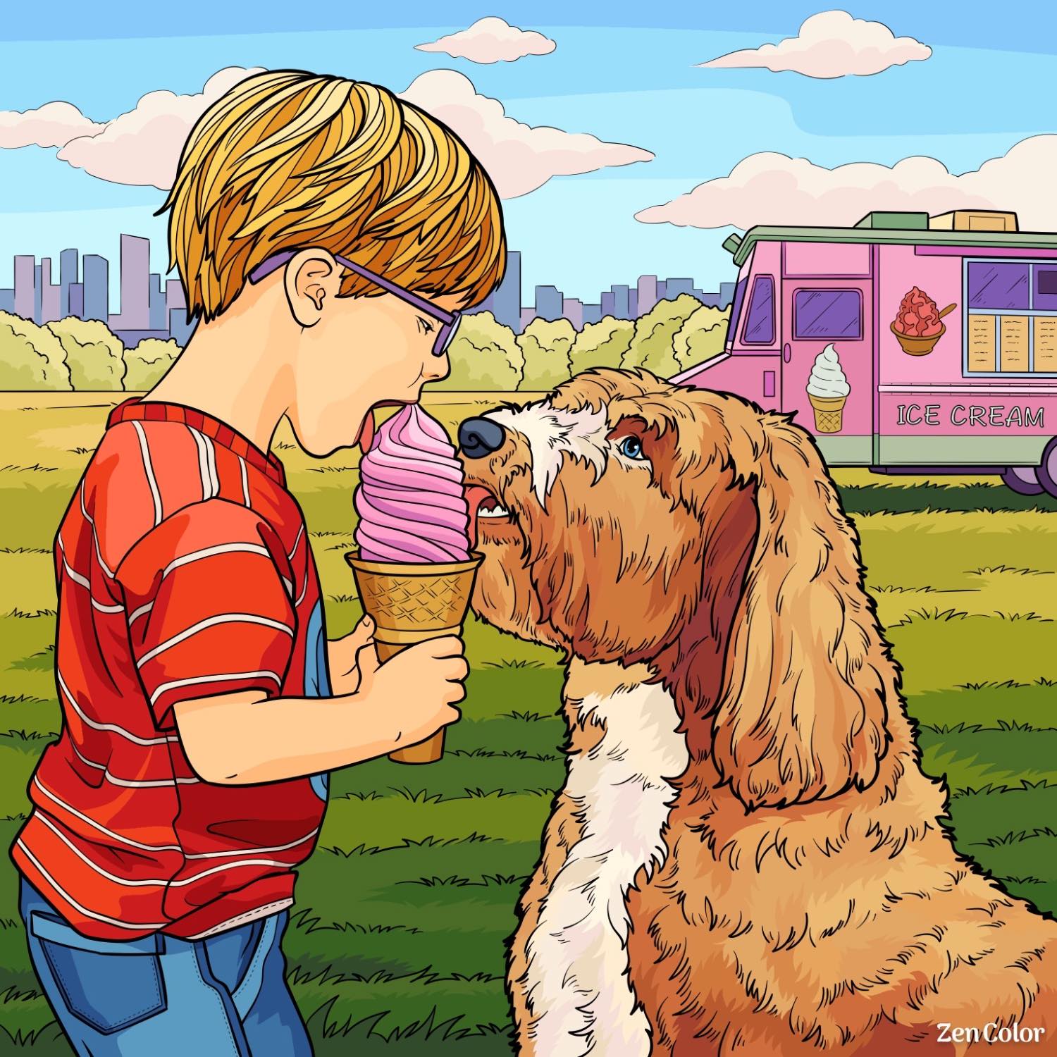 Solve Sharing an Ice Cream jigsaw puzzle online with 225 pieces
