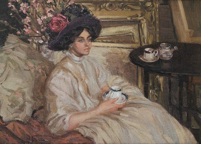 Solve Hilda Fearon 1917 Afternoon tea jigsaw puzzle online with 117 pieces