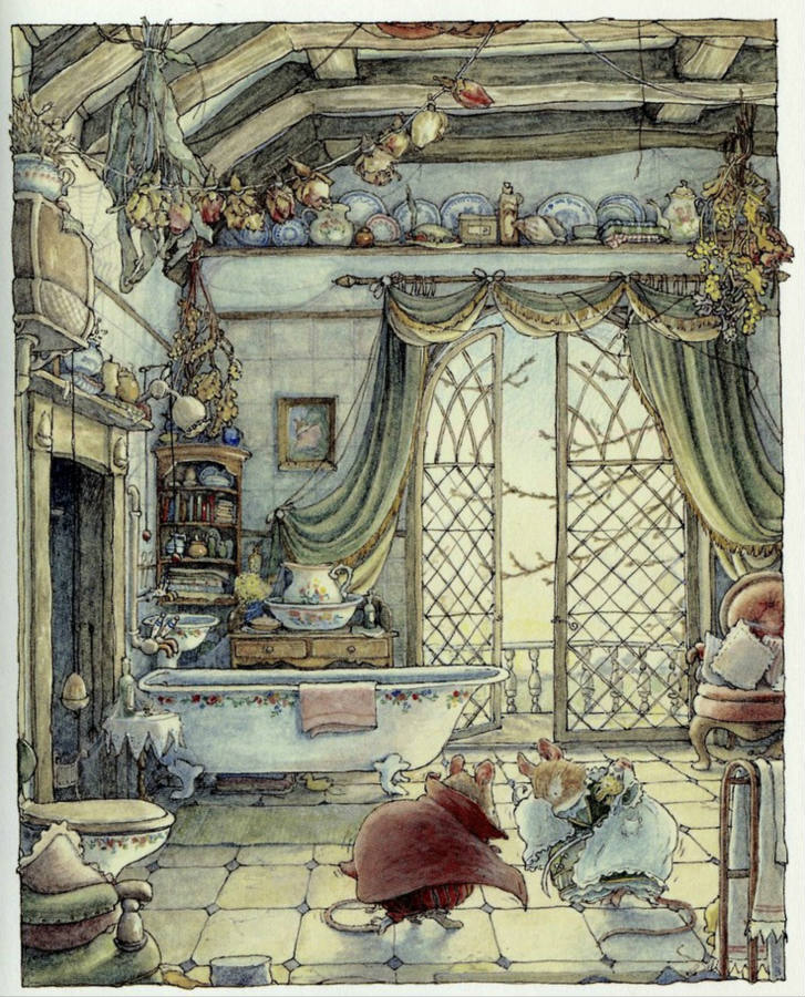 Solve Bath At Brambly Hedge jigsaw puzzle online with 56 pieces