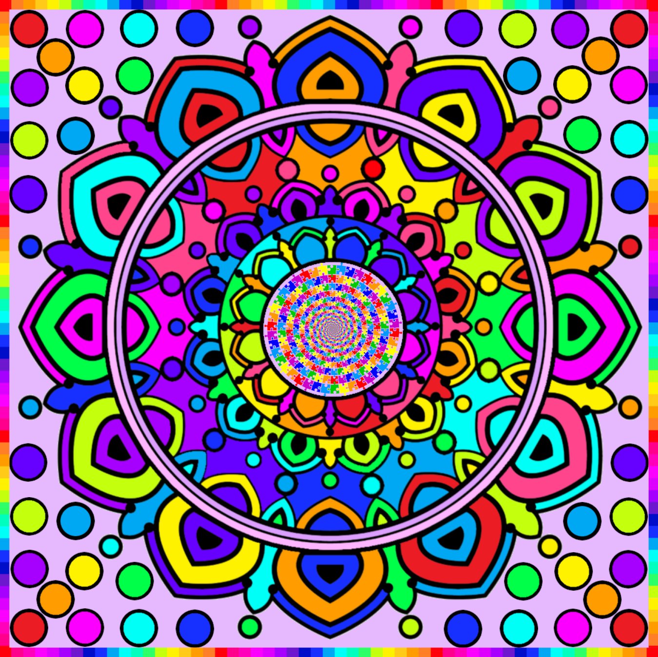Solve Mandala Rainbow Puzzle 266 jigsaw puzzle online with 196 pieces