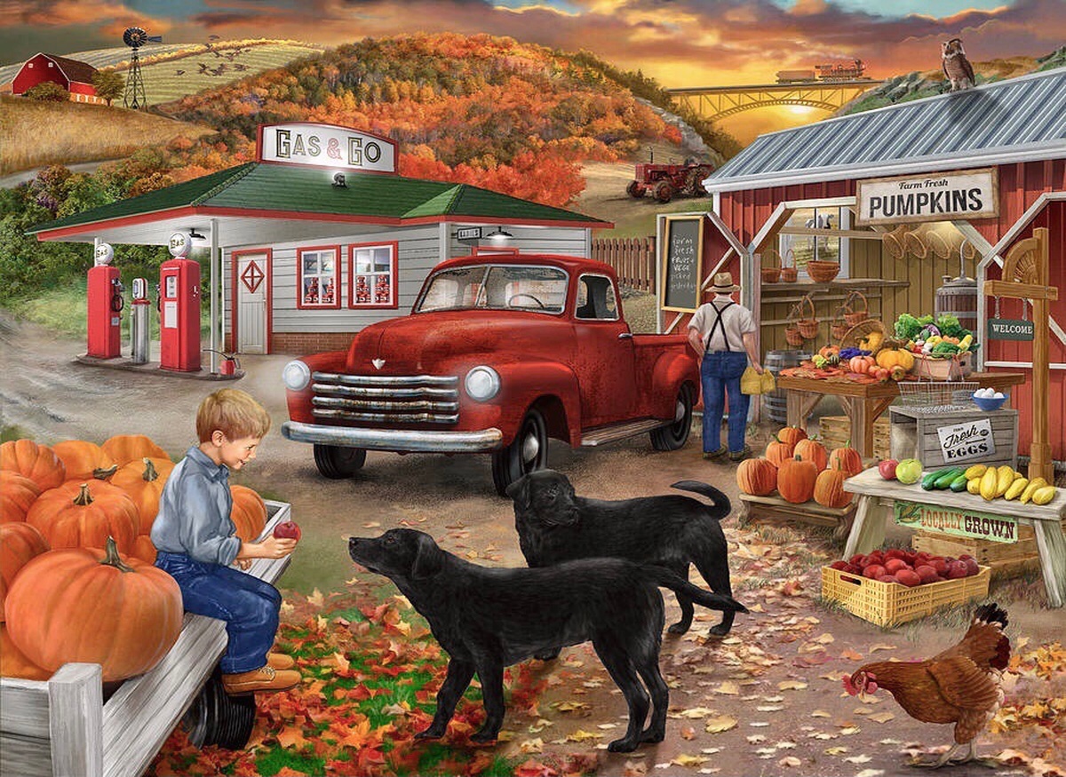 Solve Farm Stand Produce and Pumpkins jigsaw puzzle online with 165 pieces